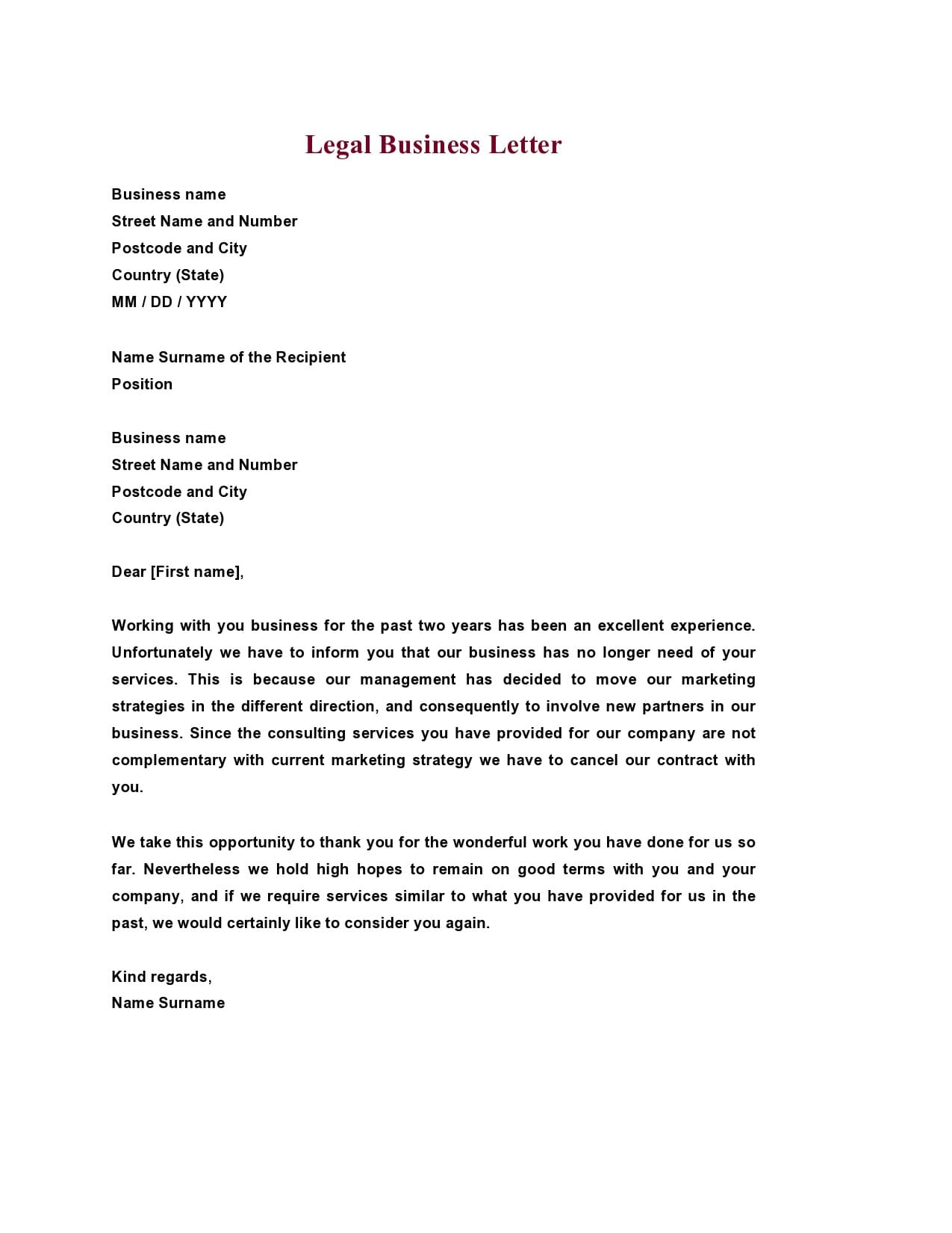 Legal Letter Templates - The County Office