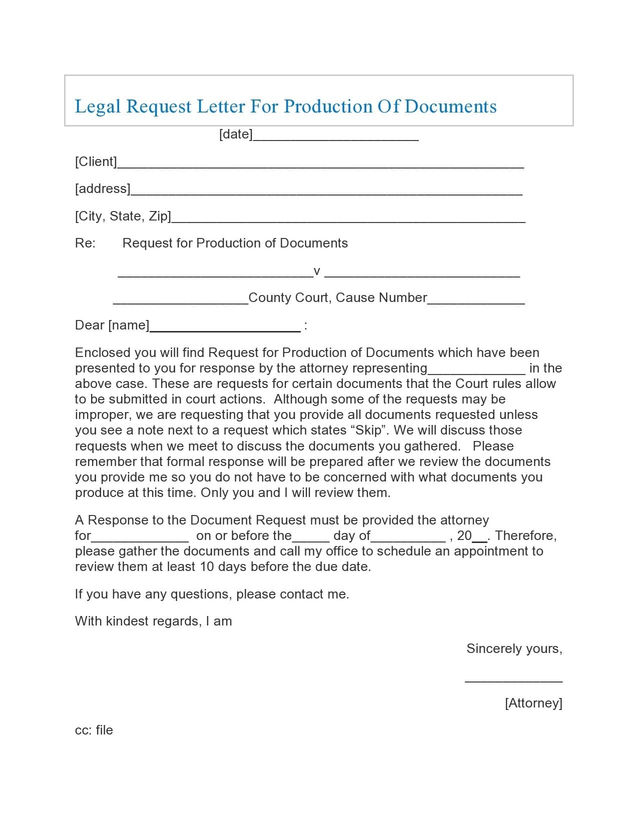 Legal Letter Templates - The County Office